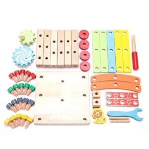 zerodis wooden multifunctional screw assembling chair toy nut combination intelligent toy for kid child brain practicing(a)