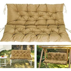 COSNUOSA Swing Replacement Cushions Waterproof Porch Swing Cushions 2-3 Seater Outdoor Swing Cushions for Outdoor Furniture Beige 60x40 Inches