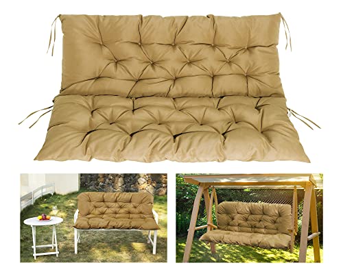 COSNUOSA Swing Replacement Cushions Waterproof Porch Swing Cushions 2-3 Seater Outdoor Swing Cushions for Outdoor Furniture Beige 60x40 Inches