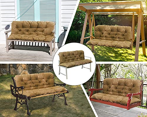 COSNUOSA Swing Replacement Cushions Waterproof Porch Swing Cushions 2-3 Seater Outdoor Swing Cushions for Outdoor Furniture Beige 60x40 Inches