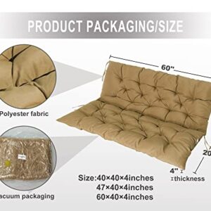 COSNUOSA Swing Replacement Cushions Waterproof Porch Swing Cushions 2-3 Seater Outdoor Swing Cushions for Outdoor Furniture Beige 60x40 Inches