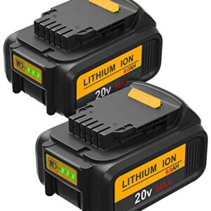 TeenPower Replacement for Dewalt 20V Battery 6000mAh 2/pk Compatible with Dewalt 20v max Battery DCB205 DCB206 DCB204 DCB200 DCB203 DCB201