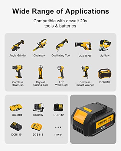 TeenPower Replacement for Dewalt 20V Battery 6000mAh 2/pk Compatible with Dewalt 20v max Battery DCB205 DCB206 DCB204 DCB200 DCB203 DCB201