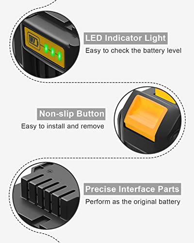 TeenPower Replacement for Dewalt 20V Battery 6000mAh 2/pk Compatible with Dewalt 20v max Battery DCB205 DCB206 DCB204 DCB200 DCB203 DCB201