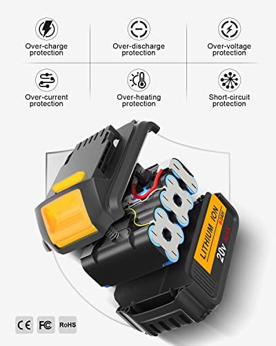 TeenPower Replacement for Dewalt 20V Battery 6000mAh 2/pk Compatible with Dewalt 20v max Battery DCB205 DCB206 DCB204 DCB200 DCB203 DCB201