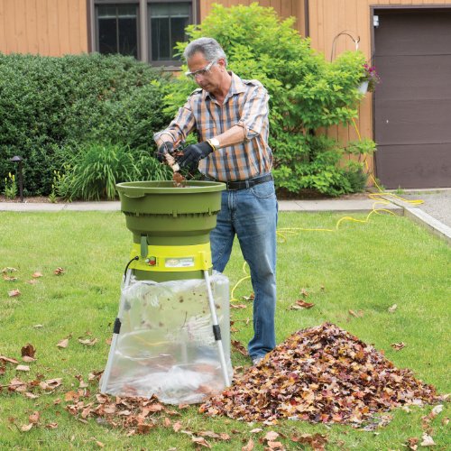 Sun Joe SDJ616 Electric Leaf Mulcher/Shredder 13-Amp 16:1 Reduction Ratio, 8,000-RPM, Mulch up to 55-Gallons per Minute, Adjustable Control Dial, Green