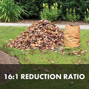 Sun Joe SDJ616 Electric Leaf Mulcher/Shredder 13-Amp 16:1 Reduction Ratio, 8,000-RPM, Mulch up to 55-Gallons per Minute, Adjustable Control Dial, Green