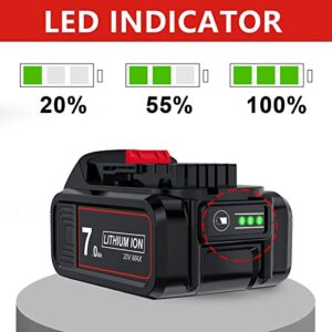 Upgraded 7.0 Ah 2Packs Replacement for Dewalt 20V Battery Lithium ion, Compatible with 20 Volt Dewalt Batteries XR Max Cordless Tools DCB205 DCB206 DCB200 DCB201 DCB204 DCB207 DCD/DCF/DCG Series