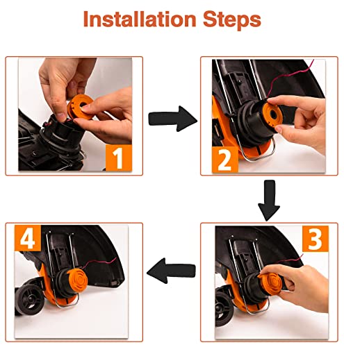 Trimmer Spool Line for Worx wa0010, Replacement Spools Compatible with Worx Weed Eater String, Trimmer Line Refills 0.065 inch for Worx Electric String Trimmers(16 Spools+4 Trimmer Caps)