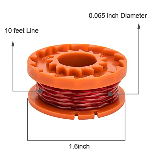 Trimmer Spool Line for Worx wa0010, Replacement Spools Compatible with Worx Weed Eater String, Trimmer Line Refills 0.065 inch for Worx Electric String Trimmers(16 Spools+4 Trimmer Caps)