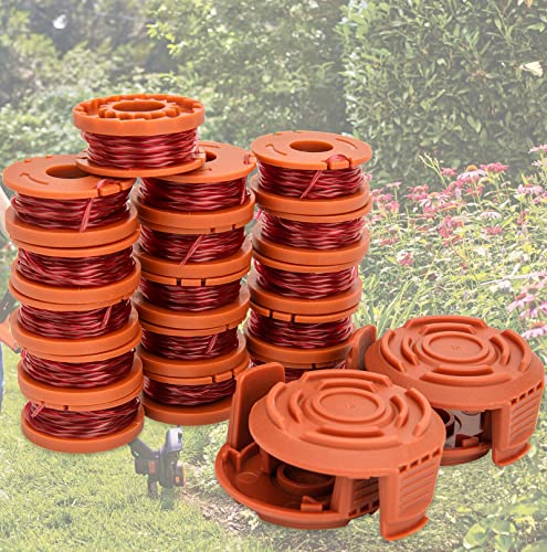 Trimmer Spool Line for Worx wa0010, Replacement Spools Compatible with Worx Weed Eater String, Trimmer Line Refills 0.065 inch for Worx Electric String Trimmers(16 Spools+4 Trimmer Caps)