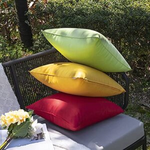 EMEMA Outdoor Waterproof Throw Pillow Covers Water Resistant Garden Chair Decorative Solid Cushion Case for Garden Couch Pet Sofa Home Decoration 12x20 Inches 30x50 cm Yellow, Pack of 2