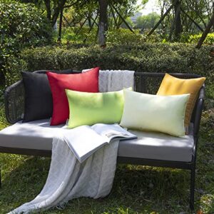 EMEMA Outdoor Waterproof Throw Pillow Covers Water Resistant Garden Chair Decorative Solid Cushion Case for Garden Couch Pet Sofa Home Decoration 12x20 Inches 30x50 cm Yellow, Pack of 2