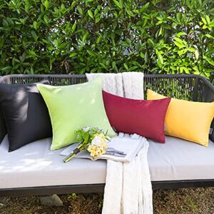 EMEMA Outdoor Waterproof Throw Pillow Covers Water Resistant Garden Chair Decorative Solid Cushion Case for Garden Couch Pet Sofa Home Decoration 12x20 Inches 30x50 cm Yellow, Pack of 2