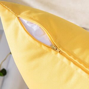 EMEMA Outdoor Waterproof Throw Pillow Covers Water Resistant Garden Chair Decorative Solid Cushion Case for Garden Couch Pet Sofa Home Decoration 12x20 Inches 30x50 cm Yellow, Pack of 2