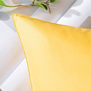 EMEMA Outdoor Waterproof Throw Pillow Covers Water Resistant Garden Chair Decorative Solid Cushion Case for Garden Couch Pet Sofa Home Decoration 12x20 Inches 30x50 cm Yellow, Pack of 2