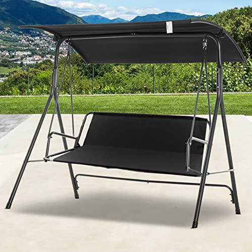 VIKKSAER Outdoor Swing Seat Cover Replacement,600D Thickened Oxford Waterproof Sunscreen Porch Swing Cushions for Patio Furniture Garden Bench,Black,57.7X 19.5 x 19.5 in