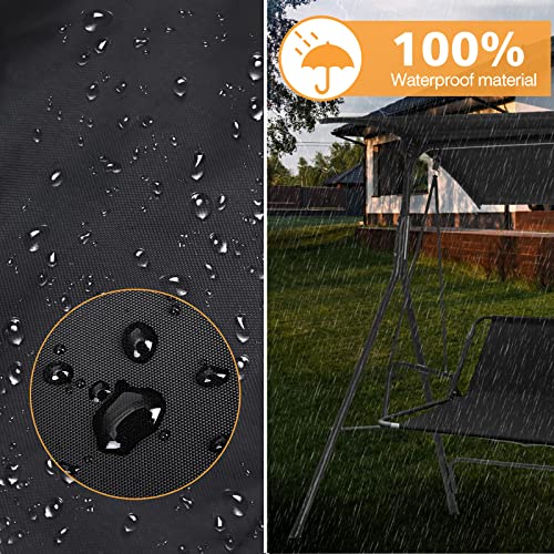 VIKKSAER Outdoor Swing Seat Cover Replacement,600D Thickened Oxford Waterproof Sunscreen Porch Swing Cushions for Patio Furniture Garden Bench,Black,57.7X 19.5 x 19.5 in