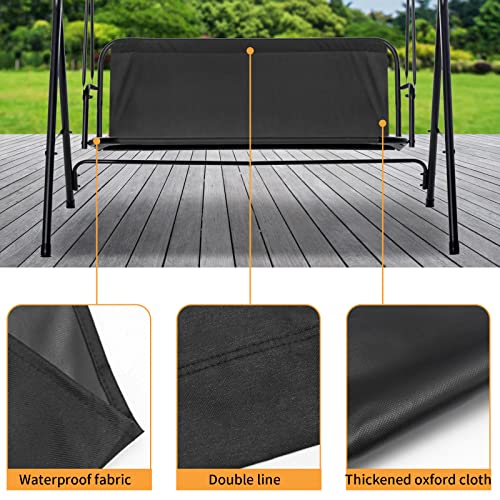 VIKKSAER Outdoor Swing Seat Cover Replacement,600D Thickened Oxford Waterproof Sunscreen Porch Swing Cushions for Patio Furniture Garden Bench,Black,57.7X 19.5 x 19.5 in