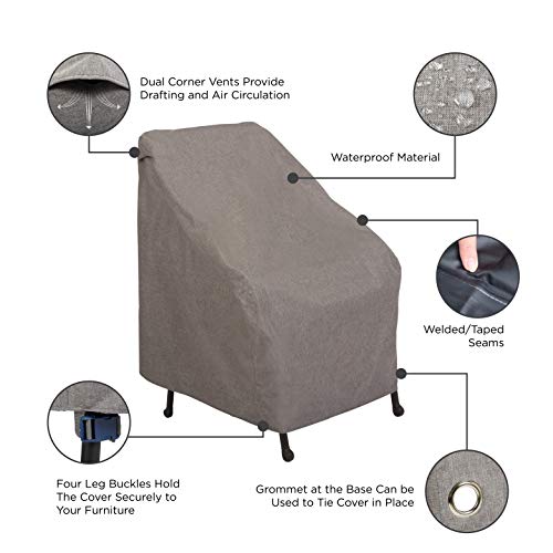 MODERN LEISURE 3004 Garrison Waterproof Patio Chair Cover (27 W x 34 D x 31 H inches), Heather Grey