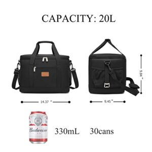 MOYAQI Large Soft Sided Picnic Cooler Bag 20L Insulated Leak Proof for 30 Cans of Beverage or Beer Storage, Collapsible Cooler Lunch Bag for Camping, Lunch, Beach, Picnic, Road Trips, Shopping, Travel