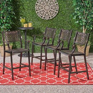 Christopher Knight Home Athena Outdoor 29" Aluminum Barstool (Set of 4), Copper Finish