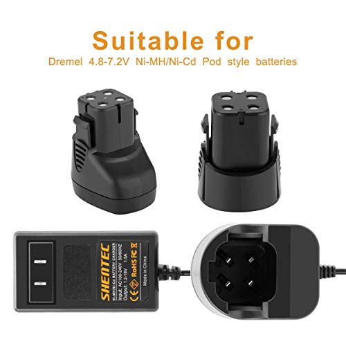 Shentec 4.8V and 7.2V Ni-MH and Ni-Cd Charger Compatible with Dremel 755-01 757-01 5000755-01 7700-01 7700-02 7300 Pod Style Battery (Not for 757 Battery)