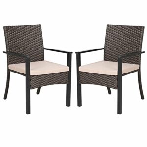 mfstudio patio dining chairs set of 2,outdoor rattan wicker chairs with removable cushion for garden,porch,balcony