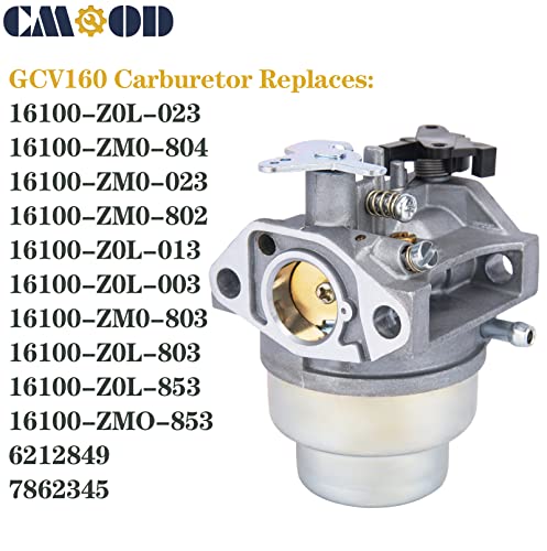 GCV160 Carburetor Compatible With Honda HRT216 GCV160A HRR216 HRS216 HRB216 HRZ216 GCV160LA GCV160LE GCV160LAO Carburetor Lawn Mower Pressure Washer Engine Replace 16100-Z0L-023 16100-Z0L-853