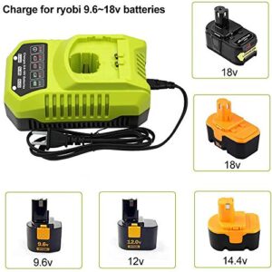 P117 Charger Compatible with Ryobi 18V 14.4V 12V 9.6V Lithium Ni-Cd&Ni-Mh Battery P100 P102 P103 P104 P105 P107 P108 P109 P119 P122