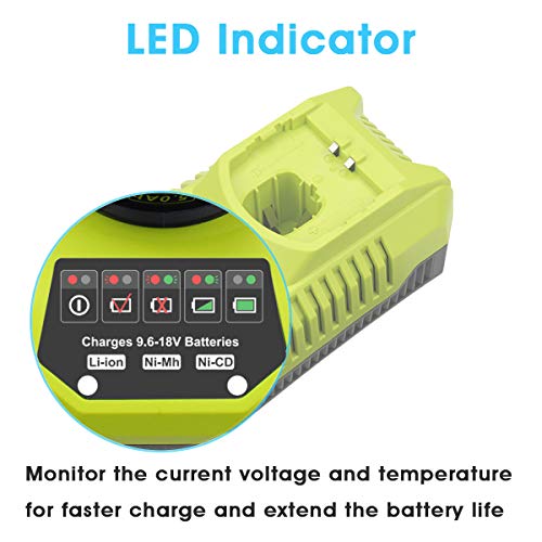 P117 Charger Compatible with Ryobi 18V 14.4V 12V 9.6V Lithium Ni-Cd&Ni-Mh Battery P100 P102 P103 P104 P105 P107 P108 P109 P119 P122