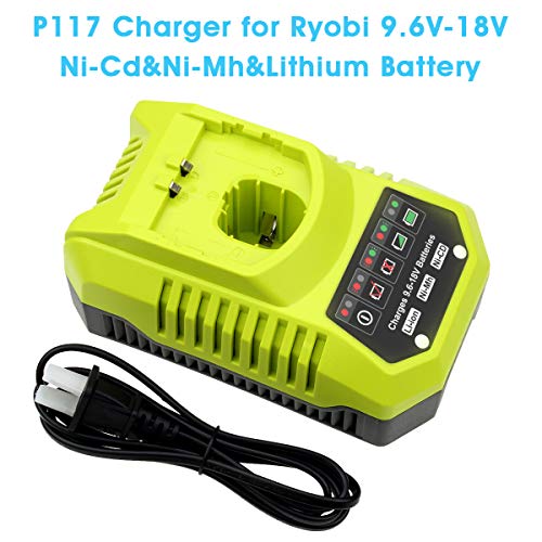 P117 Charger Compatible with Ryobi 18V 14.4V 12V 9.6V Lithium Ni-Cd&Ni-Mh Battery P100 P102 P103 P104 P105 P107 P108 P109 P119 P122