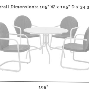 Crosley Furniture KOD10010AQ Griffith Retro Metal Outdoor 5-Piece Dining Set with 39" Table and 4 Chairs, White and Aqua