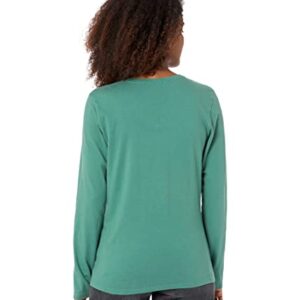 Life is Good Women's Long Sleeve Crusher Vee (Holiday Adironda - Spruce Green, X-Large)