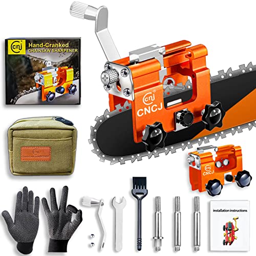 Chainsaw Sharpener, Chain Saw Sharpener Tool Hand Crank Chainsaw Chain Sharpening Jig with Carry Bag 5mm Burr Suit 6"-22" Chain Saws & Electric Saws Easy to Use for Lumberjack Garden Worker