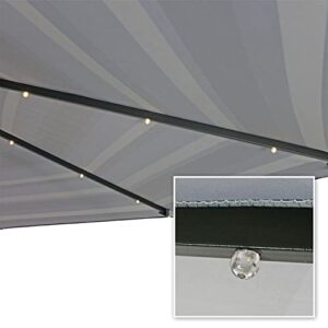 Sunnydaze 9 Foot Outdoor Patio Umbrella with Solar Lights & Tilt/Crank, LED, Catalina Beach Stripe