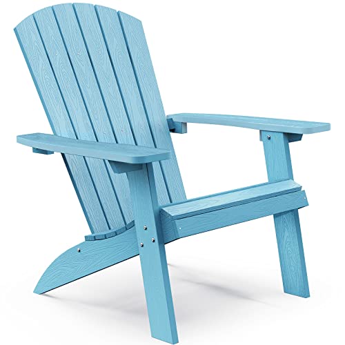 Hinriro 30.3" Width Adirondack Chair, 4 Steps Easy Installation Patio Chairs, Looks Like Real Wood, Widely Used in Outdoor, Fire Pit, Deck, Outside, Garden, Campfire Chairs(Blue)…