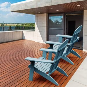 Hinriro 30.3" Width Adirondack Chair, 4 Steps Easy Installation Patio Chairs, Looks Like Real Wood, Widely Used in Outdoor, Fire Pit, Deck, Outside, Garden, Campfire Chairs(Blue)…