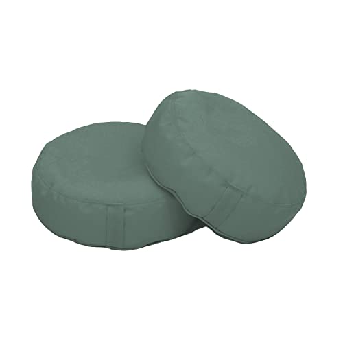 Factory Direct Partners 13925-137 16" Round Olefin Bean Floor Cushions with Handles; Indoor Outdoor Flexible Seating 5" Height (2-Pc)- Dusty Turquoise