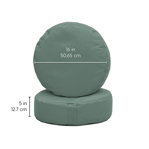 Factory Direct Partners 13925-137 16" Round Olefin Bean Floor Cushions with Handles; Indoor Outdoor Flexible Seating 5" Height (2-Pc)- Dusty Turquoise