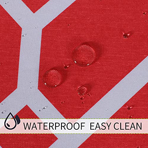 LUSHVIDA Moroccan Outdoor Tablecloth with Umbrella Hole and Zipper, 60 x 102 Inch Red, Rectangle Waterproof Wrinkle Free Table Cloth Decorative Fabric Washable Table Cover for Patio, Party, Picnic