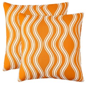 outdoor waterproof throw pillow covers, outdoor patio pillows waterproof, geometric pillowcases, waterproof cushion cover, outdoor pillow for patio furniture outdoor sun umbrella garden sofa (orange)