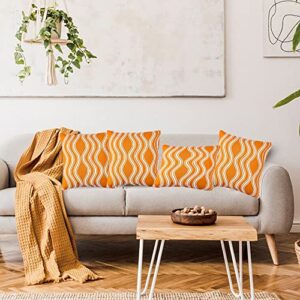 Outdoor Waterproof Throw Pillow Covers, Outdoor Patio Pillows Waterproof, Geometric Pillowcases, Waterproof Cushion Cover, Outdoor Pillow for Patio Furniture Outdoor Sun Umbrella Garden Sofa (Orange)