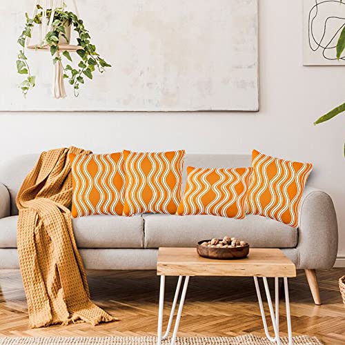 Outdoor Waterproof Throw Pillow Covers, Outdoor Patio Pillows Waterproof, Geometric Pillowcases, Waterproof Cushion Cover, Outdoor Pillow for Patio Furniture Outdoor Sun Umbrella Garden Sofa (Orange)