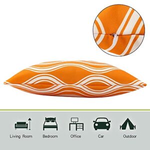 Outdoor Waterproof Throw Pillow Covers, Outdoor Patio Pillows Waterproof, Geometric Pillowcases, Waterproof Cushion Cover, Outdoor Pillow for Patio Furniture Outdoor Sun Umbrella Garden Sofa (Orange)