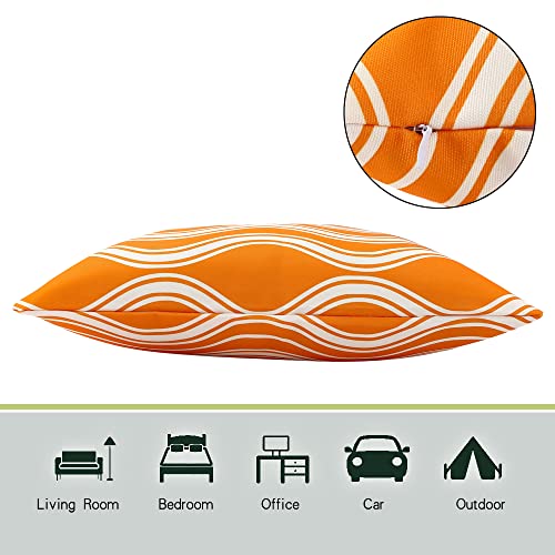 Outdoor Waterproof Throw Pillow Covers, Outdoor Patio Pillows Waterproof, Geometric Pillowcases, Waterproof Cushion Cover, Outdoor Pillow for Patio Furniture Outdoor Sun Umbrella Garden Sofa (Orange)