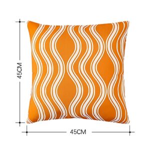 Outdoor Waterproof Throw Pillow Covers, Outdoor Patio Pillows Waterproof, Geometric Pillowcases, Waterproof Cushion Cover, Outdoor Pillow for Patio Furniture Outdoor Sun Umbrella Garden Sofa (Orange)