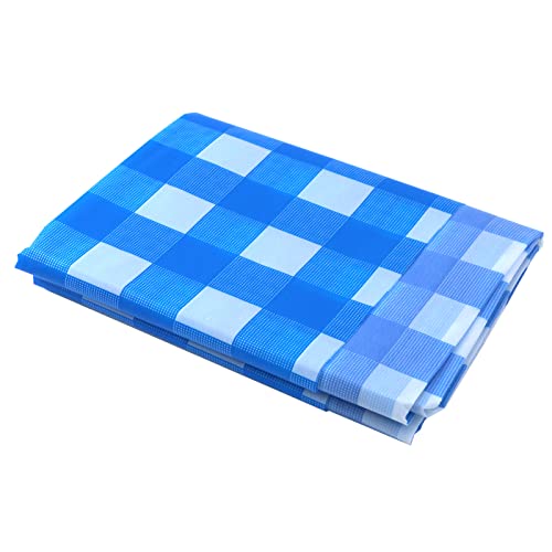 Dnyta Plastic Table Cloths for Parties Disposable 70.8x70.8 Inch Birthdays Picnic Table Cover Blue Gingham Checkered Plastic Tablecloths