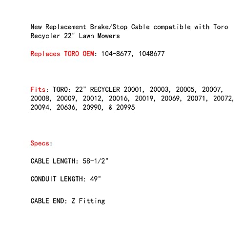 Igidia 104-8677 Replacement Part for Toro Lawn Mower Cable