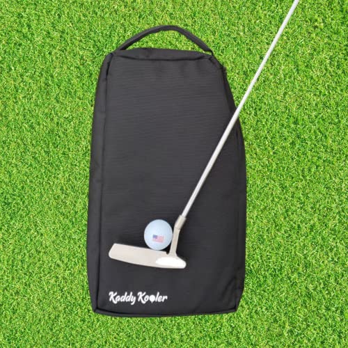 Kaddy Kooler Golf Cooler bag is Custom Designed To Fit 9 cans or two wine bottles for all your beverage storage needs. This Portable Cooler Bag is Lightweight and Insulated to keep your beverages Cold